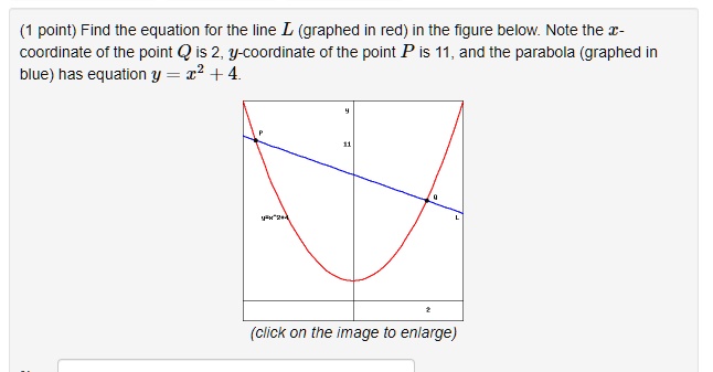 SOLVED: point) Find the equation for the line L (graphed in red) in the figure below Note the ...