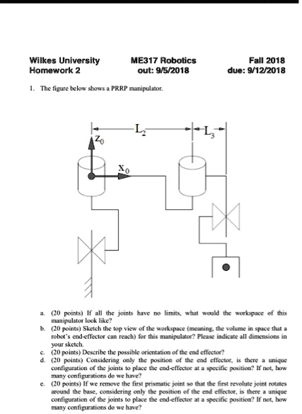 SOLVED: Wilkes University Homework 2 ME317 Robotics Due: 9/12/2018 1 ...