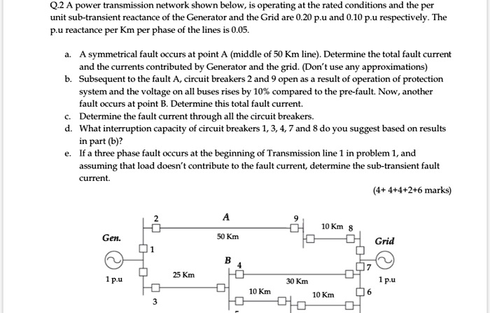 SOLVED: Q.2 A power transmission network shown below, is operating at the rated conditions and ...