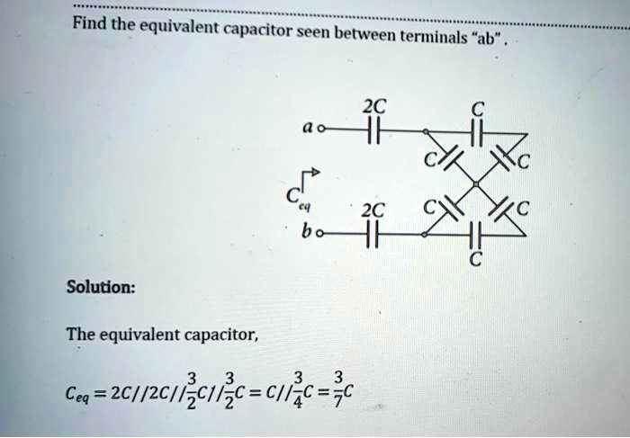 Can you please explain how to find the equivalent capacitance? The ...