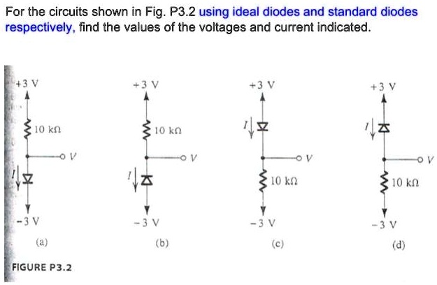 texts for the circuits shown in fig p32 using ideal diodes and standard diodes respectively find ...