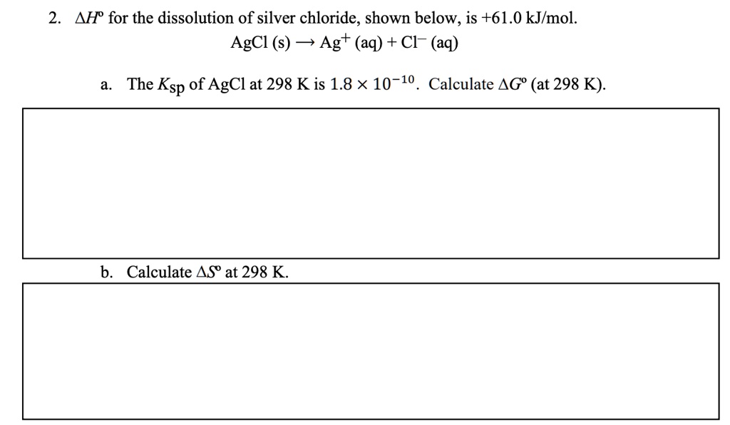 SOLVED: The AH for the dissolution of silver chloride, shown below, is ...