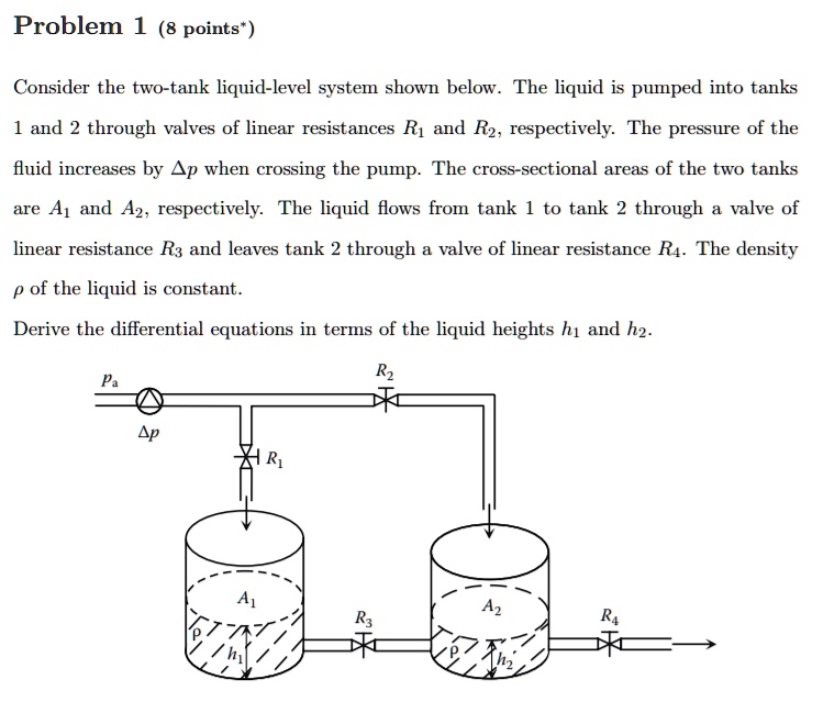 problem 1 8 points consider the two tank liquid level system shown ...