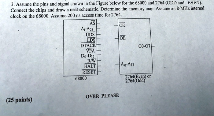 [GET ANSWER] 3. Assume the pins and signal shown in the Figure below for the 68000 and 2764 (ODD ...