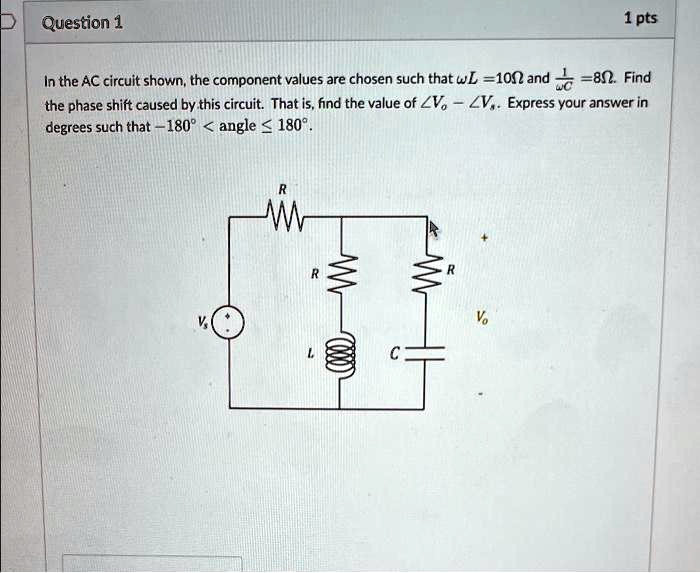 SOLVED: In the AC circuit shown, the component values are chosen such that wL = 10 and = 8. Find ...