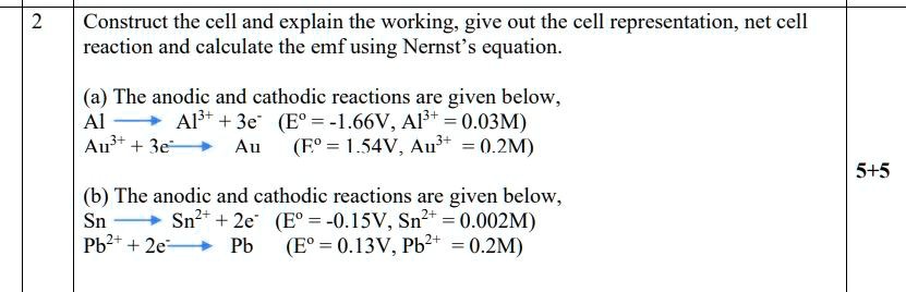 2 construct the cell and explain the workinggive out the cell ...