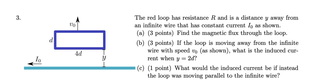 SOLVED: The red loop has resistance R and is a distance y away from an ...