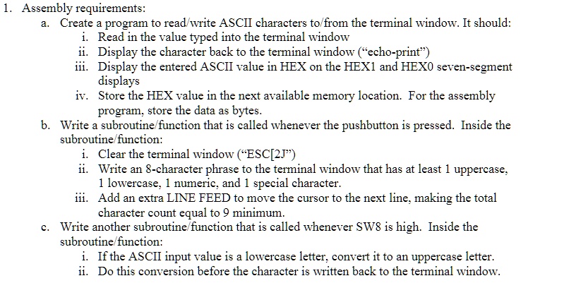 Solved Jtag Uart Core And Ascii Values Assembly Requirements Create Program To Read Write