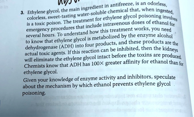 SOLVED: WJ in antifreeze is an odorless, the main ingredient is ...