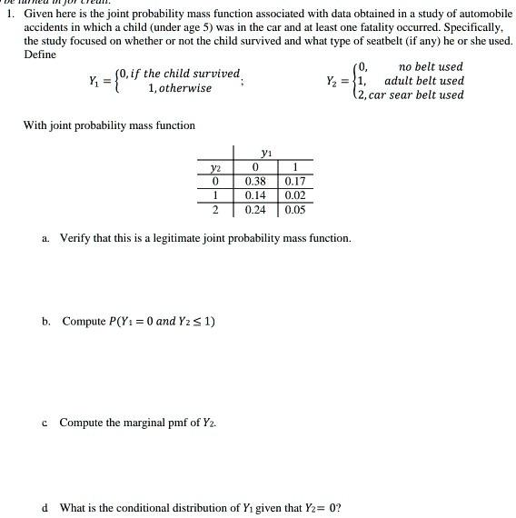 SOLVED: Given here the joint probability mass function associated with ...