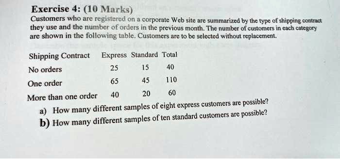 SOLVED: Exercise 4: 10 Marks) Customers who are registered on a ...