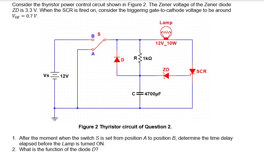 SOLVED: Consider the thyristor power control circuit shown in Figure 2 ...