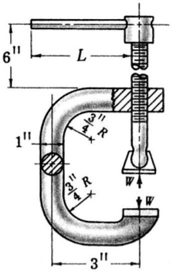 SOLVED: In the small C-clamp shown in the figure below, a force W ...