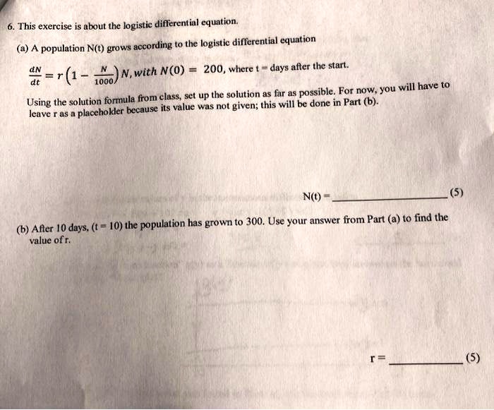 SOLVED: This exercise is about the logistic differential equation. a) A ... SOLVED: This exercise is about the logistic differential equation. a) A ...