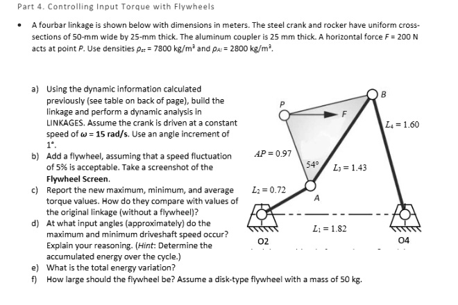 Part 4. Controlling Input Torque with Flywheels • A fourbar linkage is ...