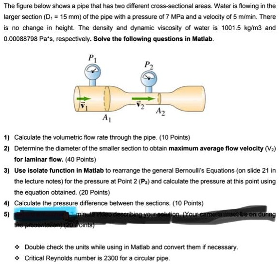 SOLVED: The figure below shows a pipe that has two different cross ...