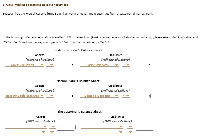 1. Open market operations as a monetary tool Suppose that the Federal ...