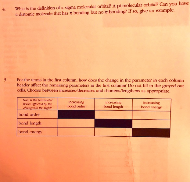 SOLVED: sigma molecular orbital A pi molecular orbital? Can You have ...