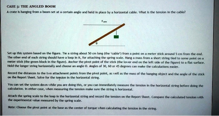 CASE 3: THE ANGLED BOOM A crate is hanging from a boom set at a certain ...
