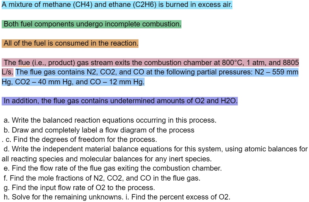 A mixture of methane (CH4) and ethane (C2H6) is burned in excess air ...