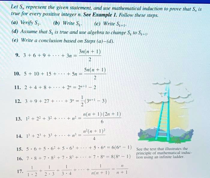 SOLVED: Let a represent the given statement and use mathematical induction to prove that is true ...