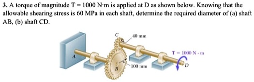 SOLVED: 3.A torque of magnitude T= 1000 Nm is applied at D as shown ...