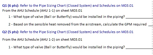 SOLVED: Q1 (6 pts): Refer to the Pipe Sizing Chart (Closed System) and ...