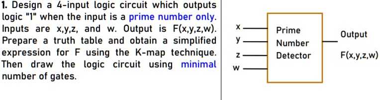 SOLVED: 1. Design a 4-input logic circuit which outputs logic "1" when ...