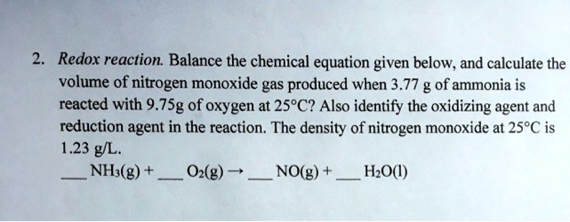 SOLVED:Redox reaction Balance the chemical equation given below, and ...