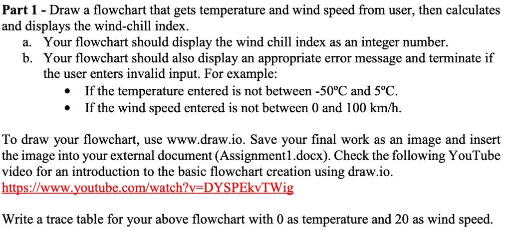 Part 1 - Draw a flowchart that gets temperature and wind speed from ...