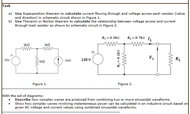 SOLVED: Trek a) Use Superposition theorem to calculate current flowing through and voltage ...