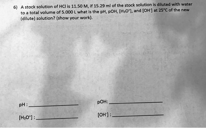 SOLVED: A stock solution of HCl is 11.50 M, if 15.29 ml of the stock ...