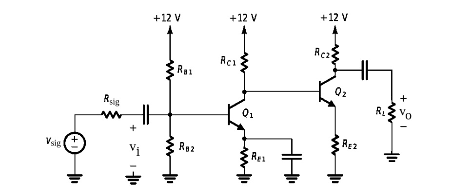 SOLVED: Q1: Analyze the amplifier circuit shown in figure below, Assume ...
