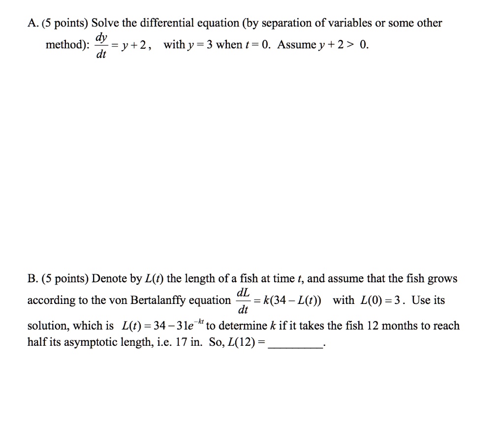 a 5 points solve the differential equation by separation of variables o ...