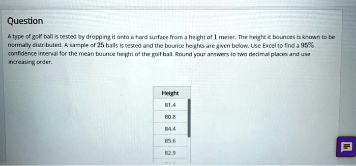SOLVED: Question type of golf ball is tested by dropping onto hard ...