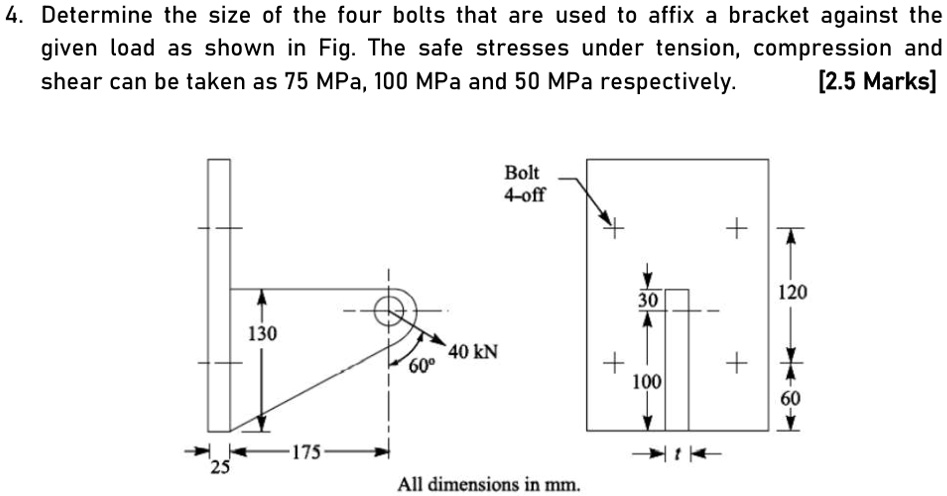 4. Determine the size of the four bolts that are used to affix a ...
