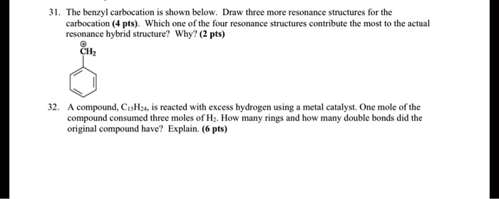 SOLVED: The benzyl carbocation is shown below. Draw three more resonance structures for the ...