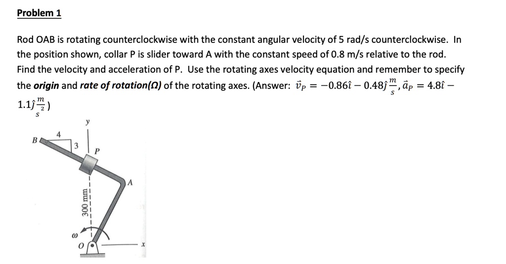 Problem 1 Rod OAB is rotating counterclockwise with the constant angular velocity of 5 rad/s ...