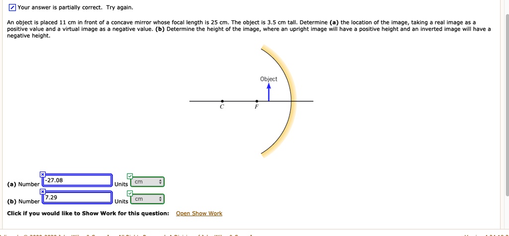 Solved Your Answer Partially Correct Try Again An Object Is Placed 11