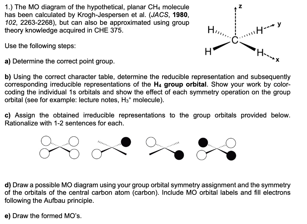 1.) The MO diagram of the hypothetical, planar CH4 molecule has been calculated by Krogh ...