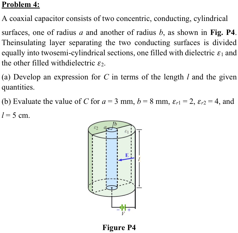 problem 4 a coaxial capacitor consists of two concentric conducting ...