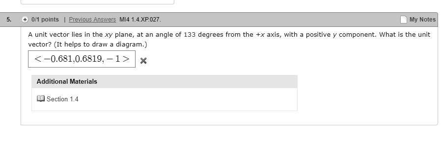 SOLVED: Unit vector lies in the xy plane, at an angle of 133 degrees ...