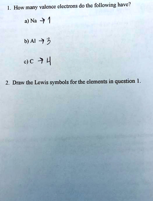 SOLVED: 1. How many valence electrons do the following have? a) Na + 1 ...