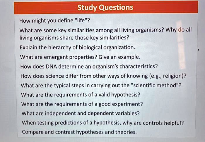 SOLVED: Study Questions How might you define "life What are some key ...