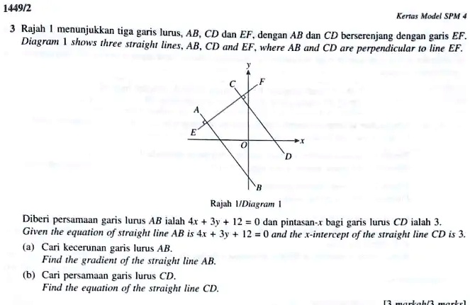 1449/2 Kertas Model SPM 4 3 Rajah 1 menunjukkan tiga garis lurus, AB ...