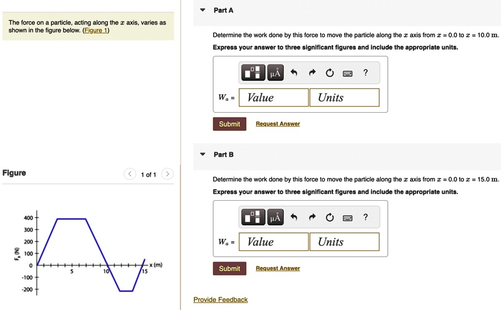 SOLVED: Part A The force on a particle,acting along the axis,varies as shown in the figure below ...