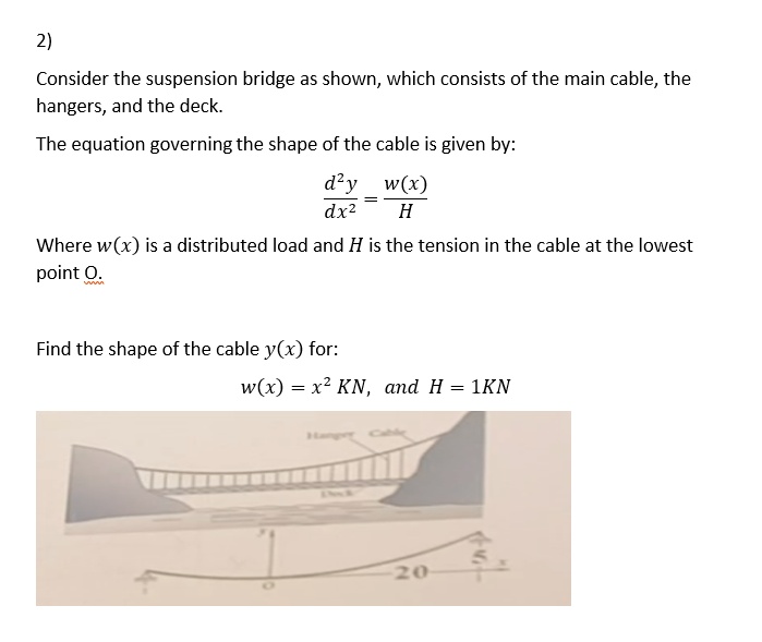 2) Consider the suspension bridge as shown, which consists of the main ...