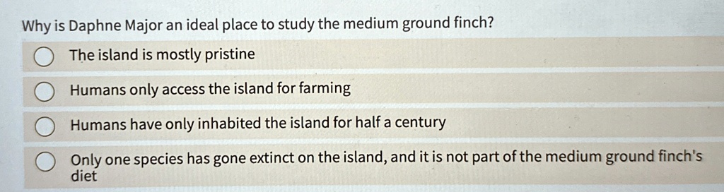 why is daphne major an ideal place to study the medium ground finch the ...