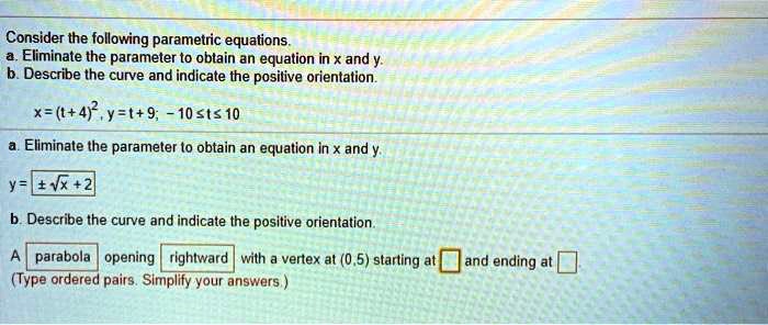 Solved Consider The Following Parametric Equations Eliminate The
