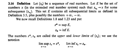 SOLVED:3.16 Definition Let {S,} be sequence real numbers. Let E be the ...
